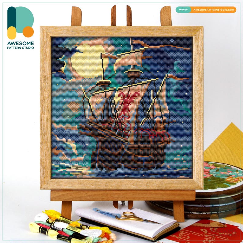 Durmstrang Ship Cross Stitch Pattern and Kit: Modern Needlework Art ...