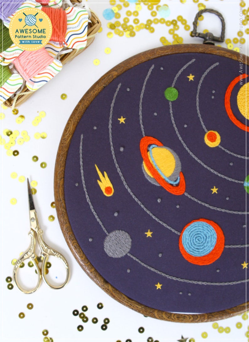 Solar System EM216 Embroidery Pattern KIT and PDF Gift Kit - Etsy