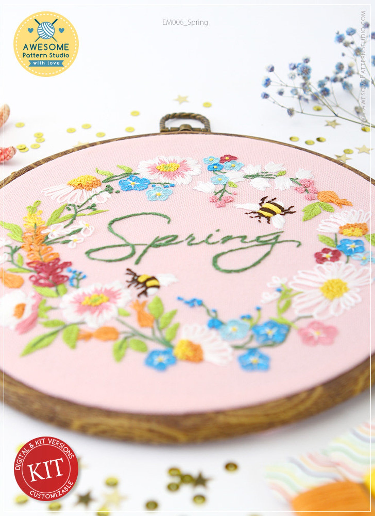 Spring Embroidery EM006 Embroidery Pattern KIT and PDF Diy - Etsy