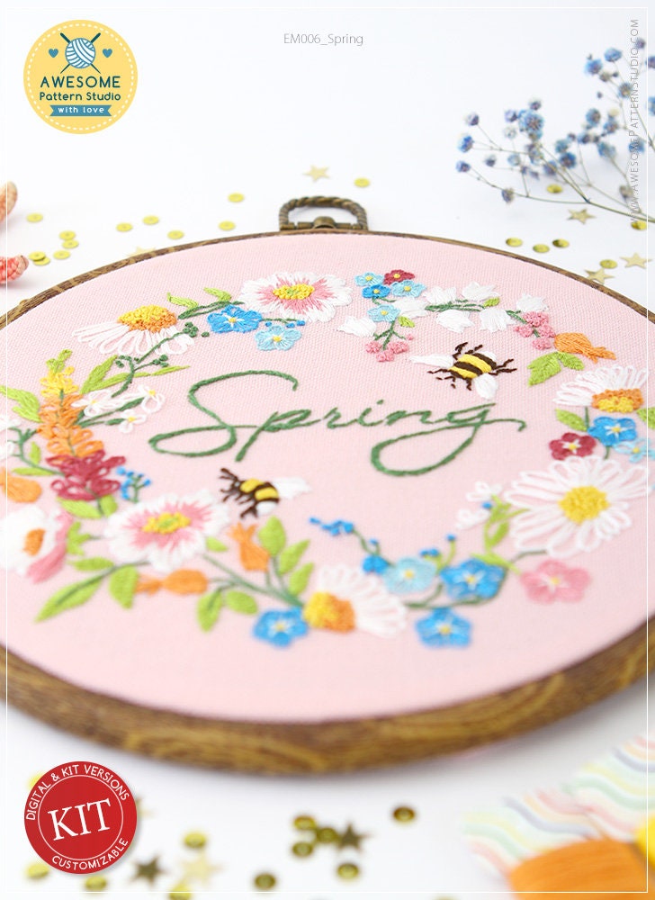 Spring Embroidery EM006 Embroidery Pattern KIT and PDF Diy - Etsy