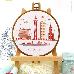 Seattle United States EM153, Embroidery Pattern KIT and PDF | Stamped ...
