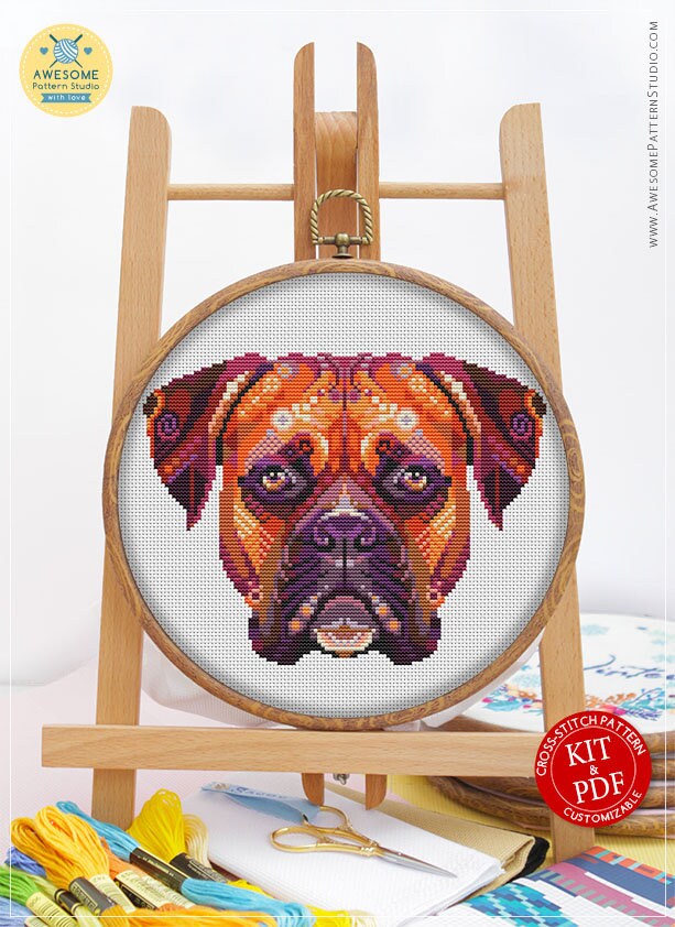 Mandala Boxer CS686 Counted Cross Stitch Pattern KIT and PDF - Etsy