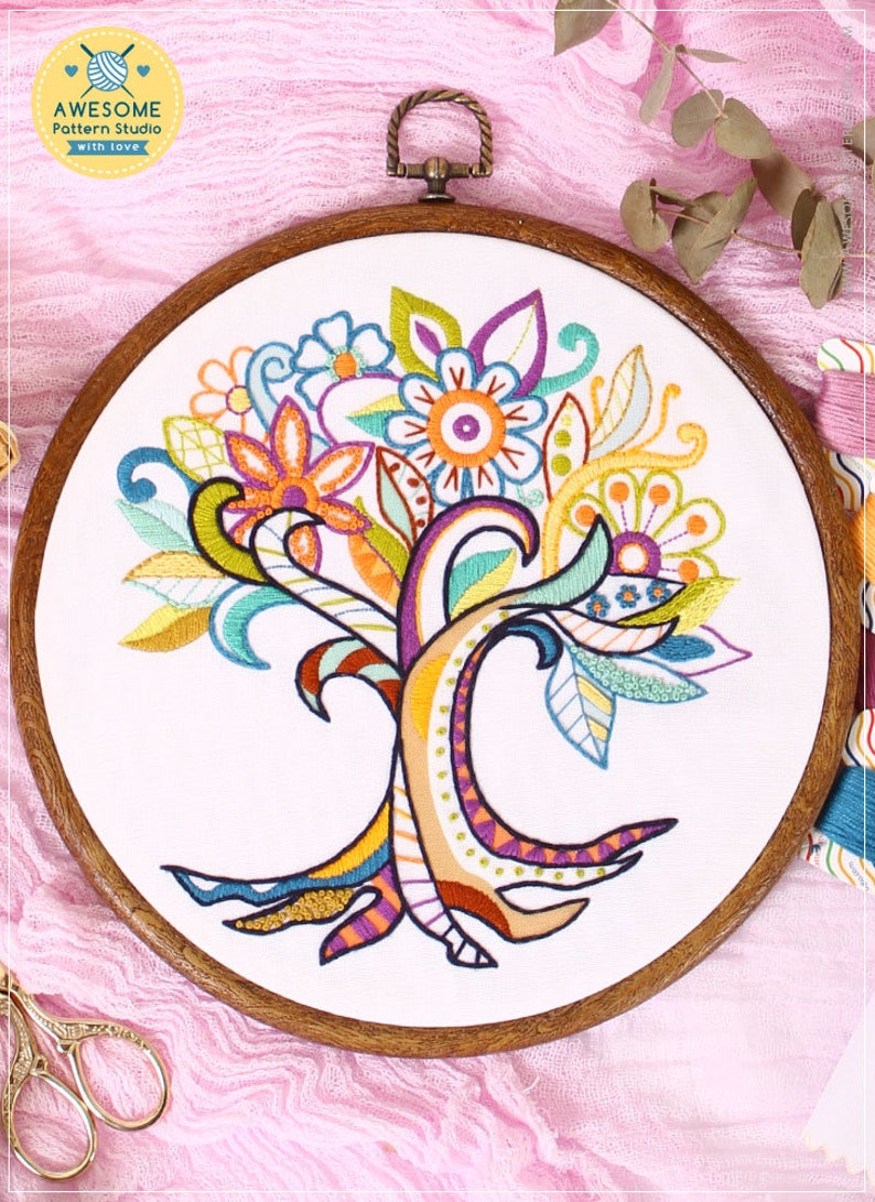 Mandala Tree of Life Embroidery EM061 Embroidery Pattern KIT - Etsy