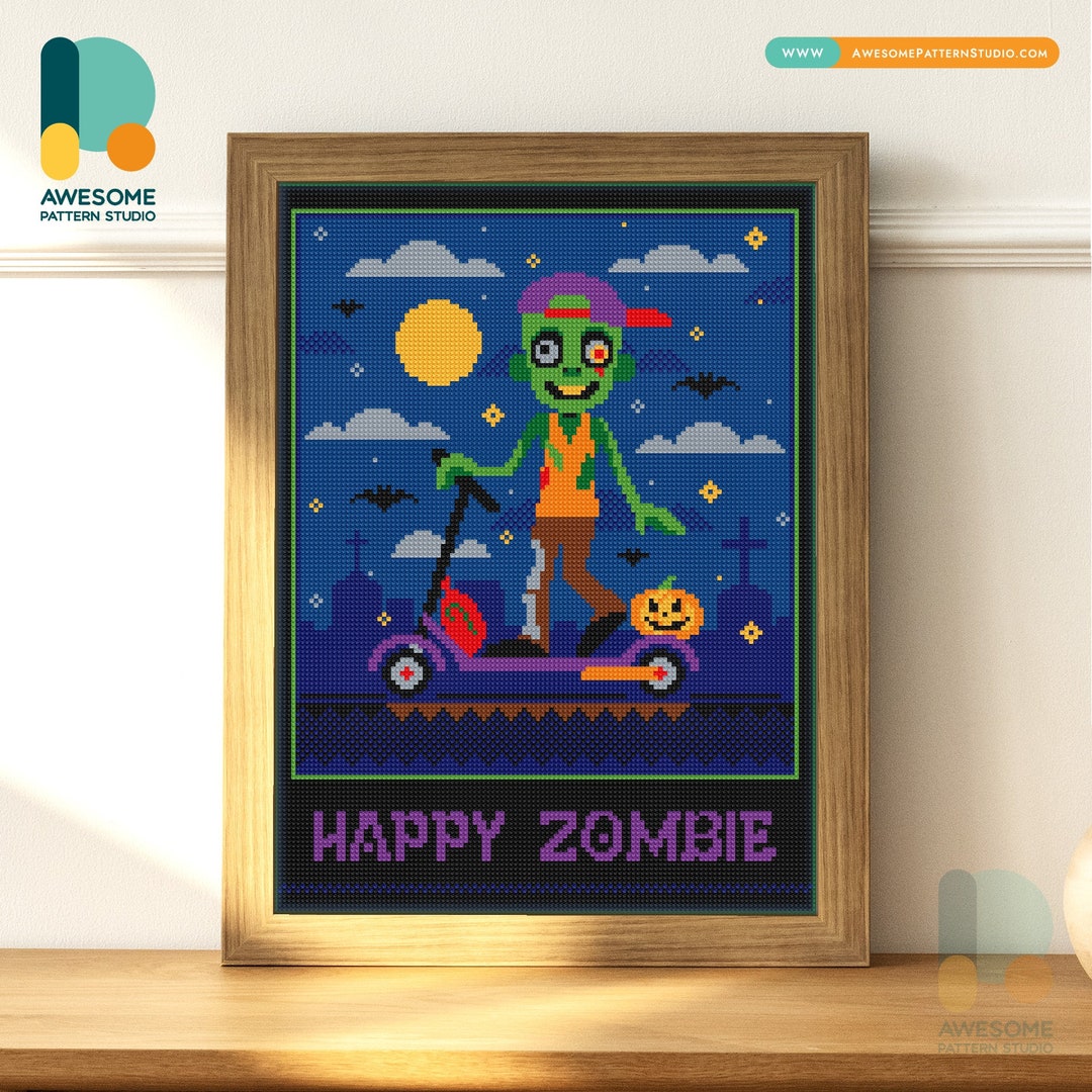 Zombie on Scooter DS2391, Diamond Painting DIY KIT Diamond Painting Kit ...