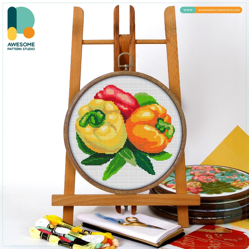 Sweet Pepper Cross Stitch Pattern and Kit: Modern Needlework Art, Fun ...