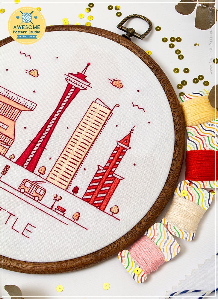 Seattle United States EM153 Embroidery Pattern KIT and PDF - Etsy