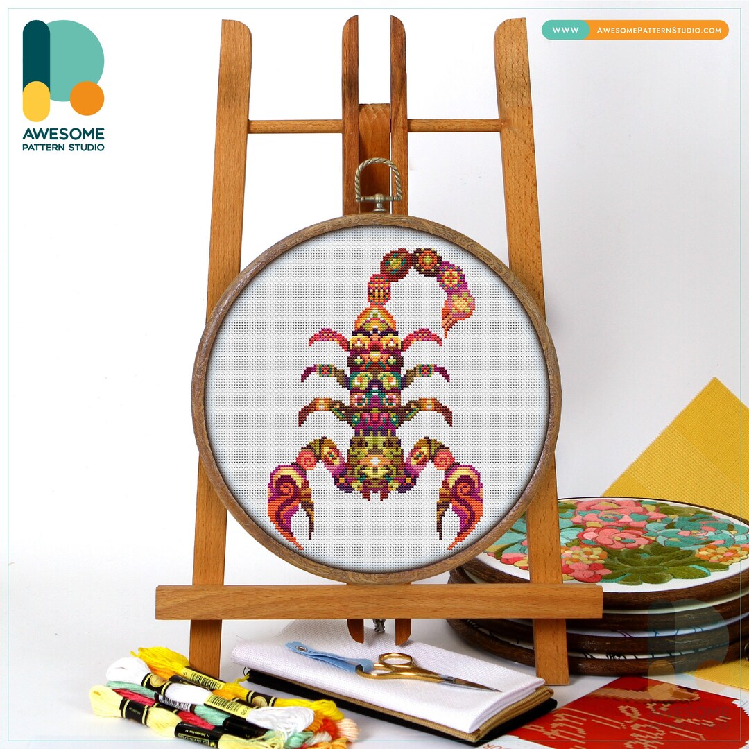 Mandala Scorpion CS618, Counted Cross Stitch Pattern KIT and PDF Cross ...