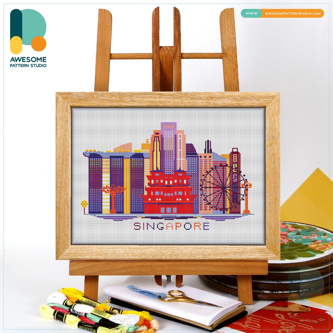 A3 Singapore Color CS407 Counted Cross Stitch Pattern KIT and - Etsy