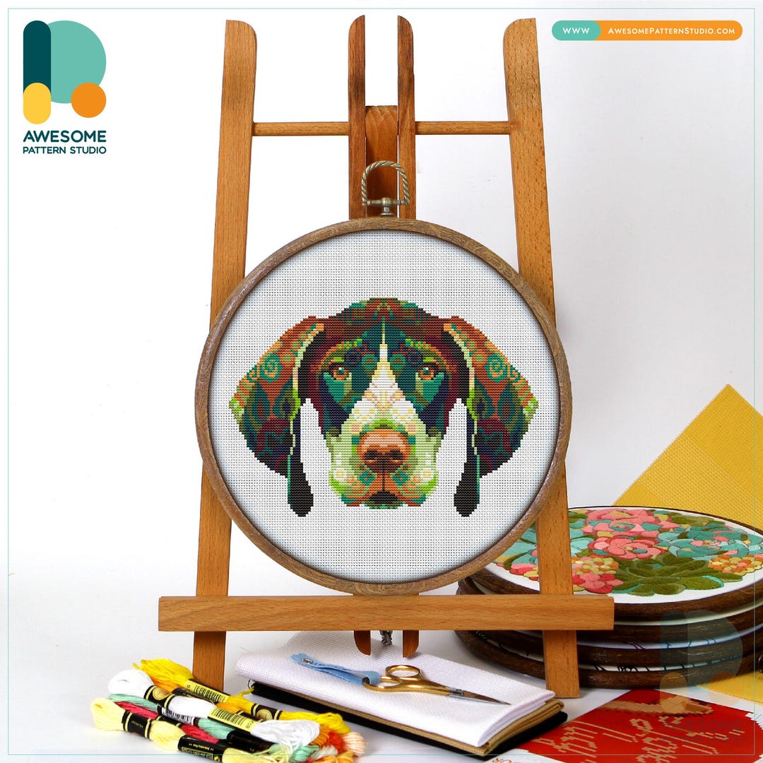 Pointer Cross Stitch Pattern and Kit: Modern Needlework Art, Simple ...
