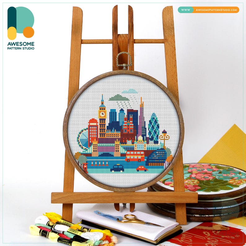 London, England, Europe Cross Stitch Pattern and Kit: Modern Needlework ...