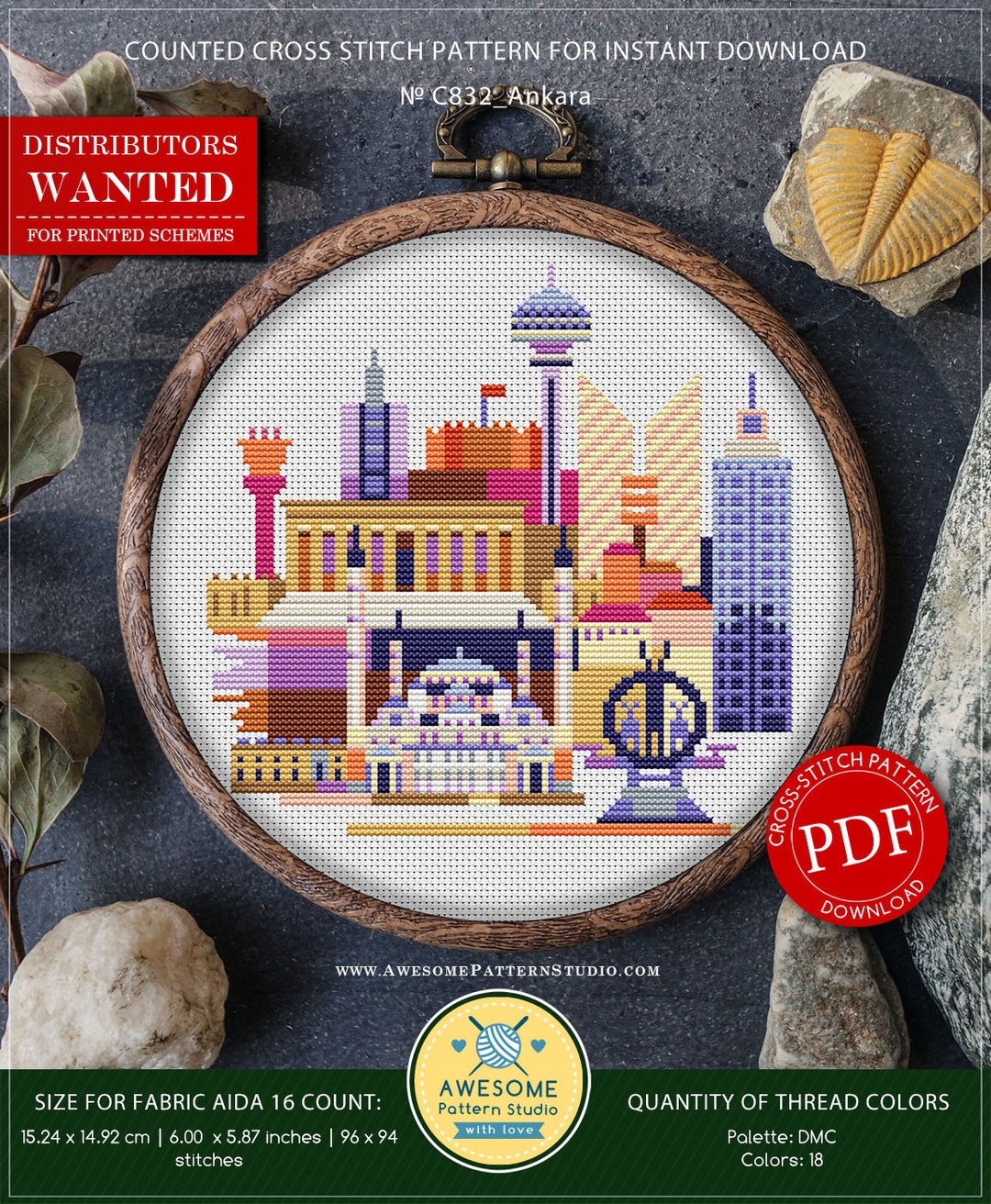 Ankara, Turkey #P832 Cross Stitch Pattern Cross Stitch Pattern Download ...