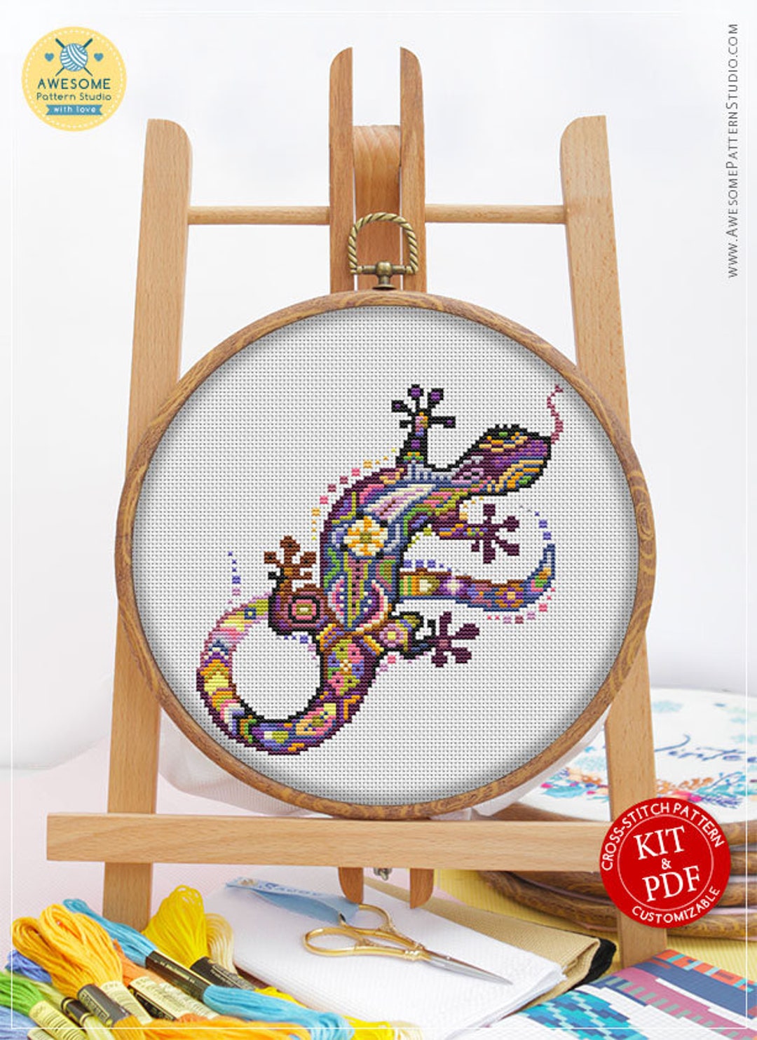 Mandala Lizard CS258 Counted Cross Stitch Pattern KIT and PDF - Etsy
