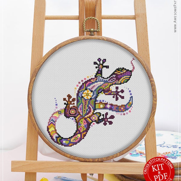 Cross Stitch Lizard - Etsy