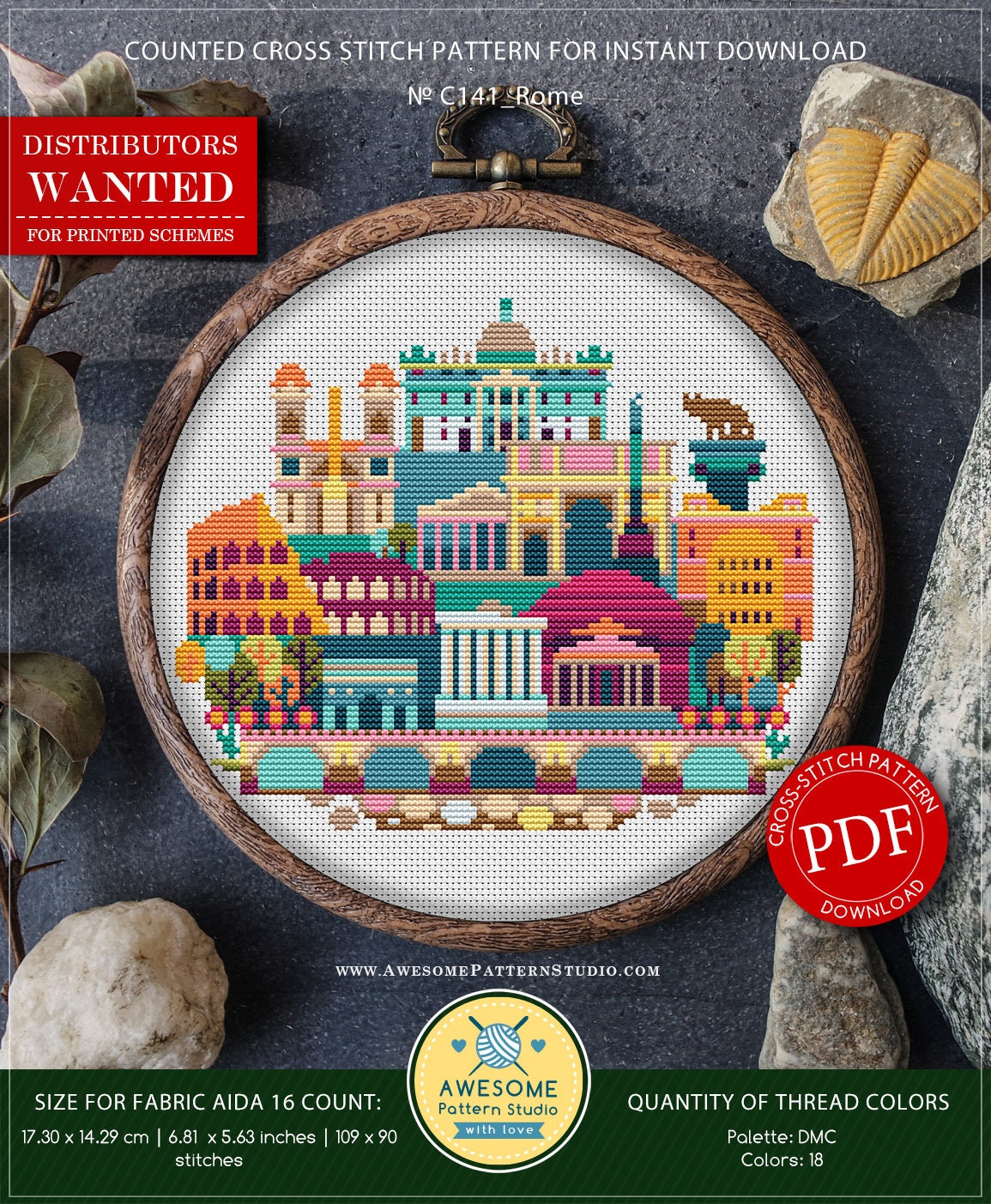 Rome P141 Embroidery Cross Stitch Pattern Download - Etsy UK