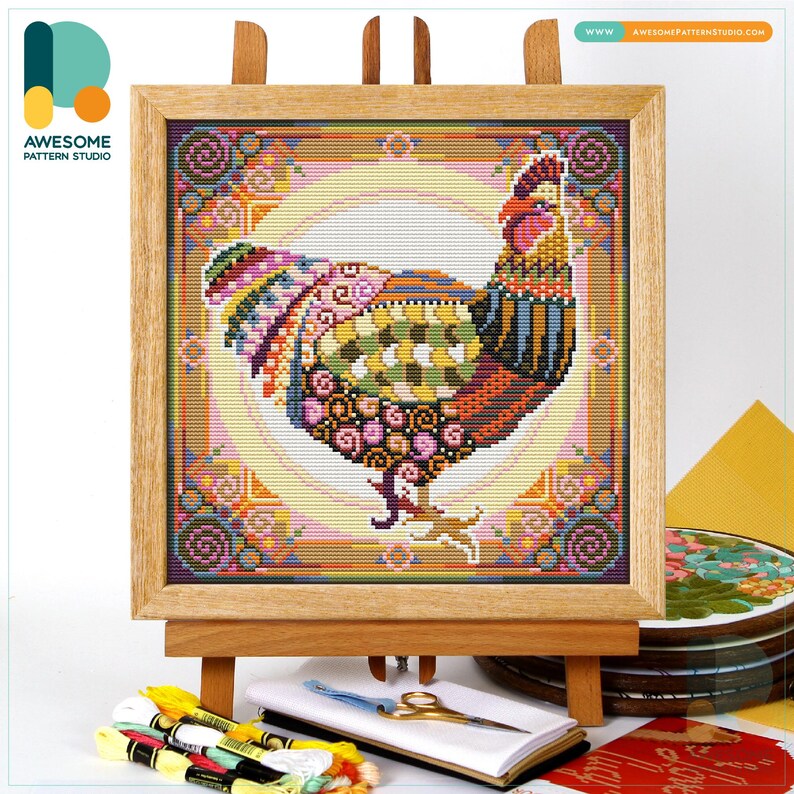 Mandala Hen Cross Stitch Pattern and Kit: Modern Cross Stitch and ...