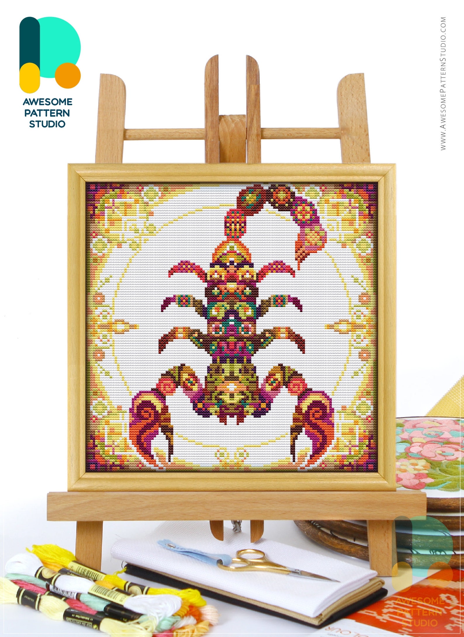 Mandala Scorpion CS618 Counted Cross Stitch Pattern KIT and - Etsy