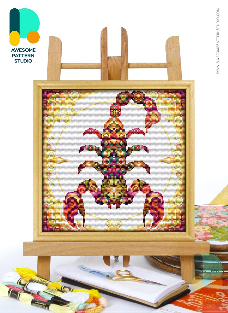 Mandala Scorpion CS618 Counted Cross Stitch Pattern KIT and - Etsy