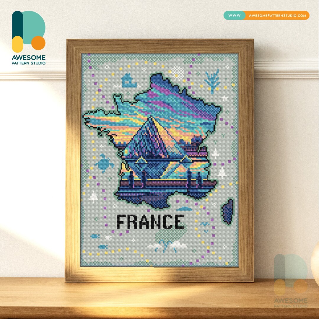 France Louvre Museum Paris Map DS2545, Diamond Painting DIY KIT ...