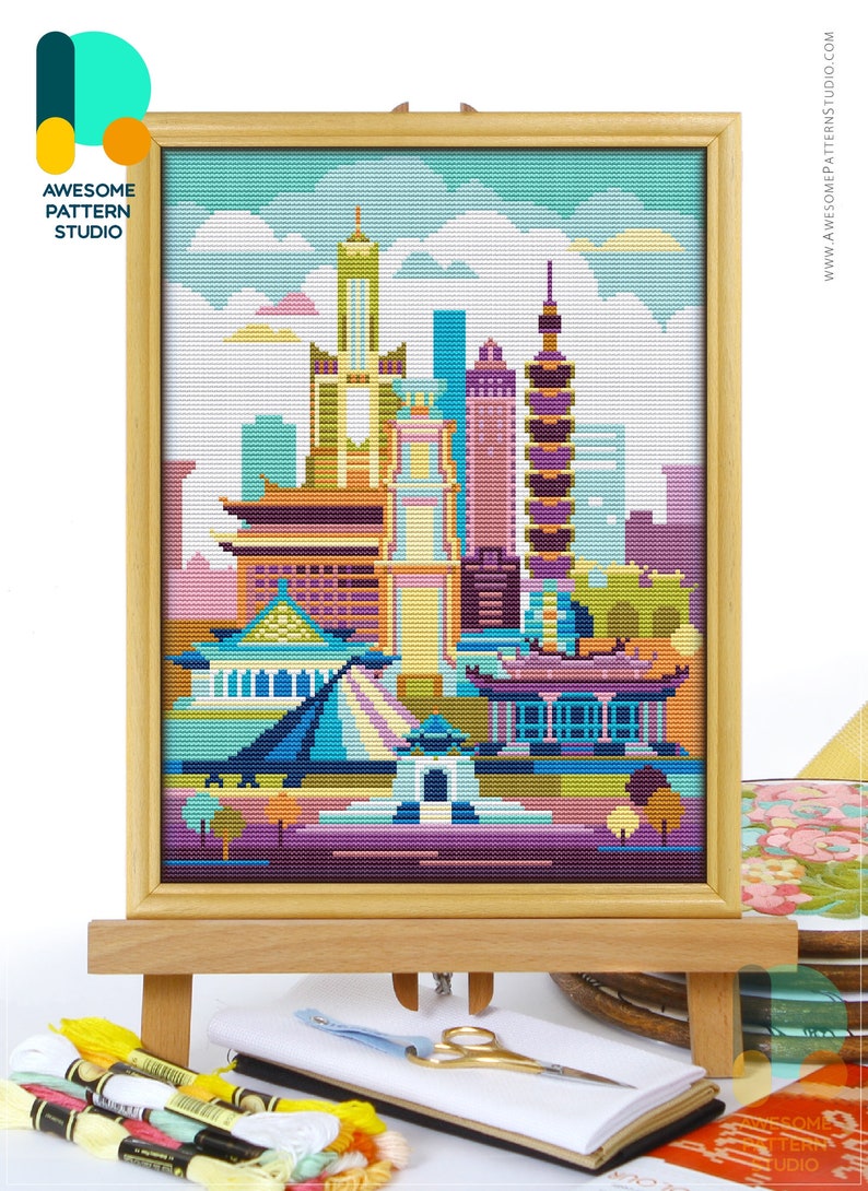 Taipei CS609 Counted Cross Stitch Pattern KIT and PDF - Etsy