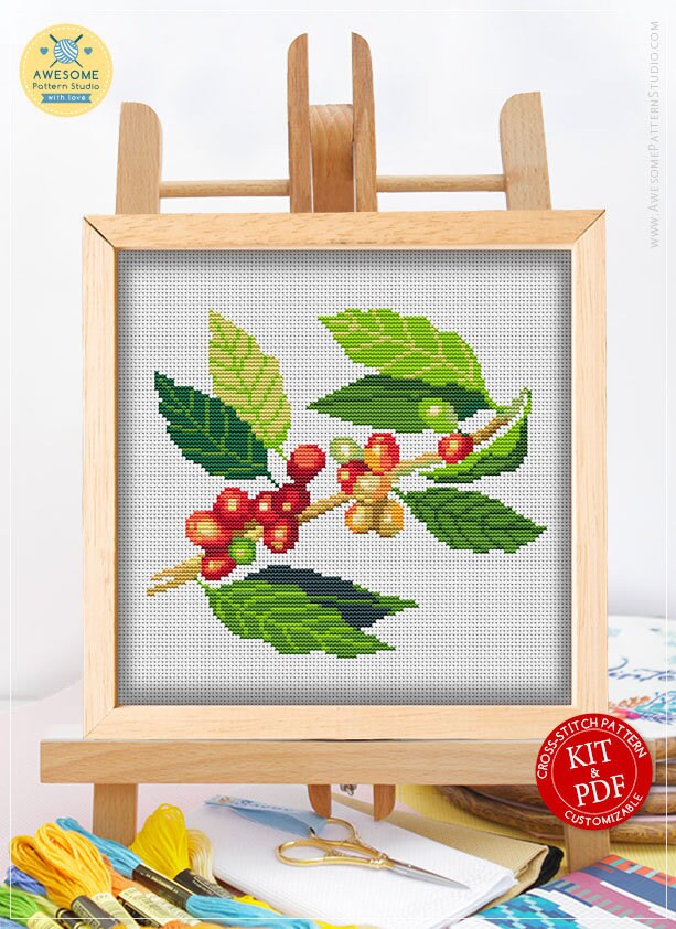 Coffee Beans CS1039 Counted Cross Stitch Pattern KIT and PDF - Etsy.de