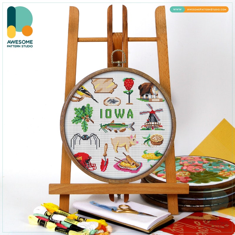 Iowa Cross Stitch - Etsy