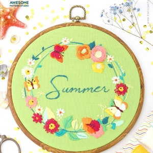 Summer Embroidery EM007, Embroidery Pattern KIT and PDF | Diy Kit ...