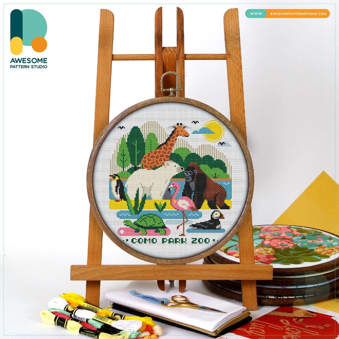 The Animals of Como Park Zoo Cross Stitch Kit and Pattern Modern ...