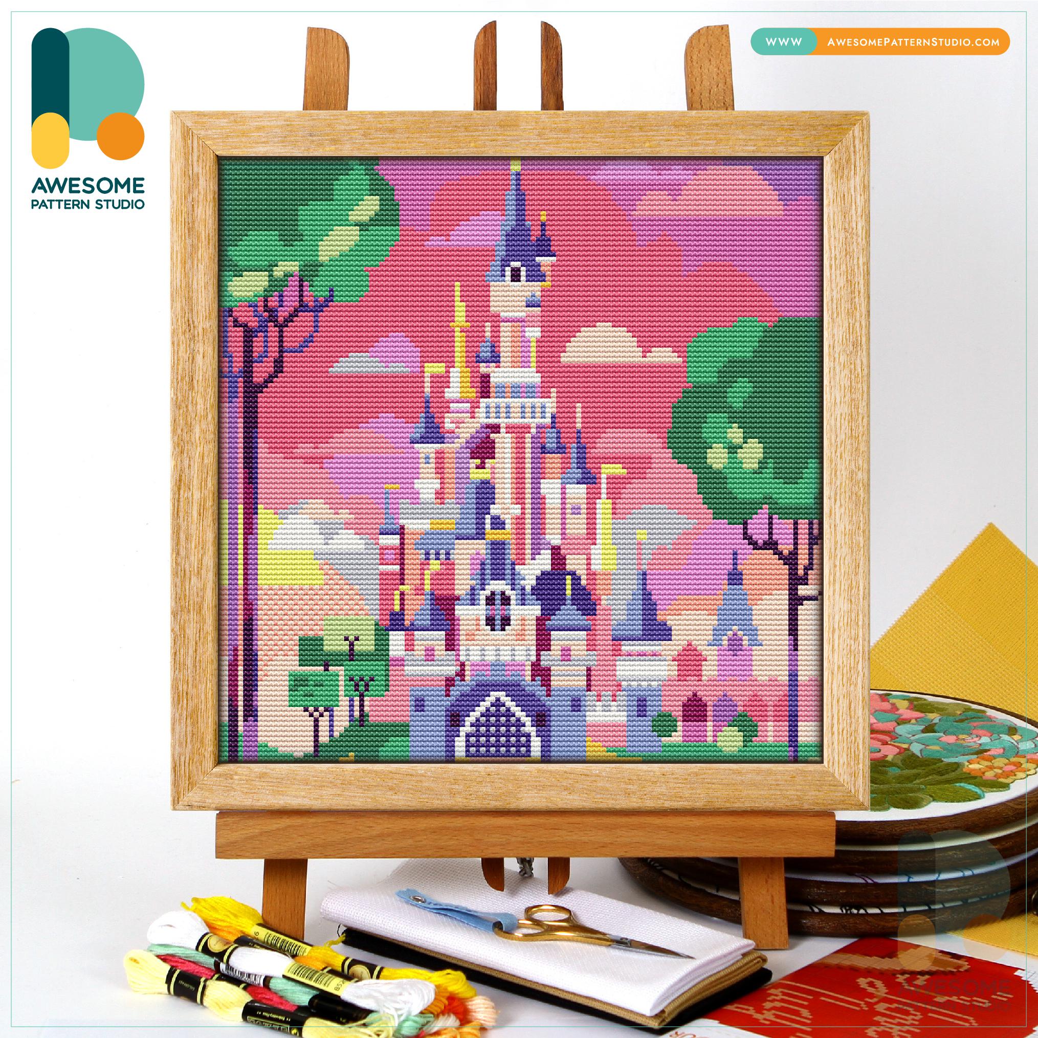Paris Disney Castle CS809, Counted Cross Stitch Pattern KIT and PDF ...