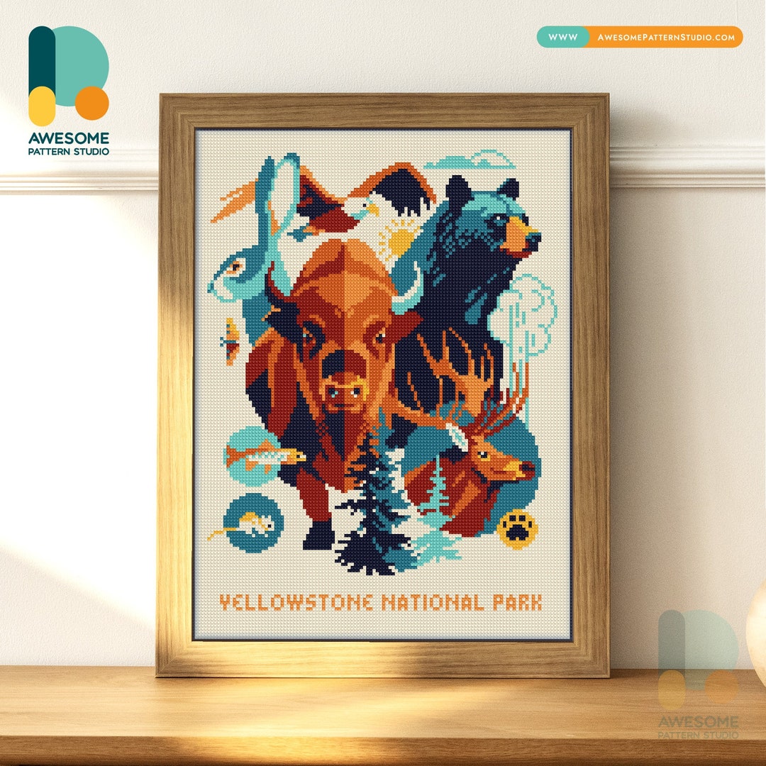 Yellowstone National Park Wild Animals DS2649, Diamond Painting DIY KIT ...