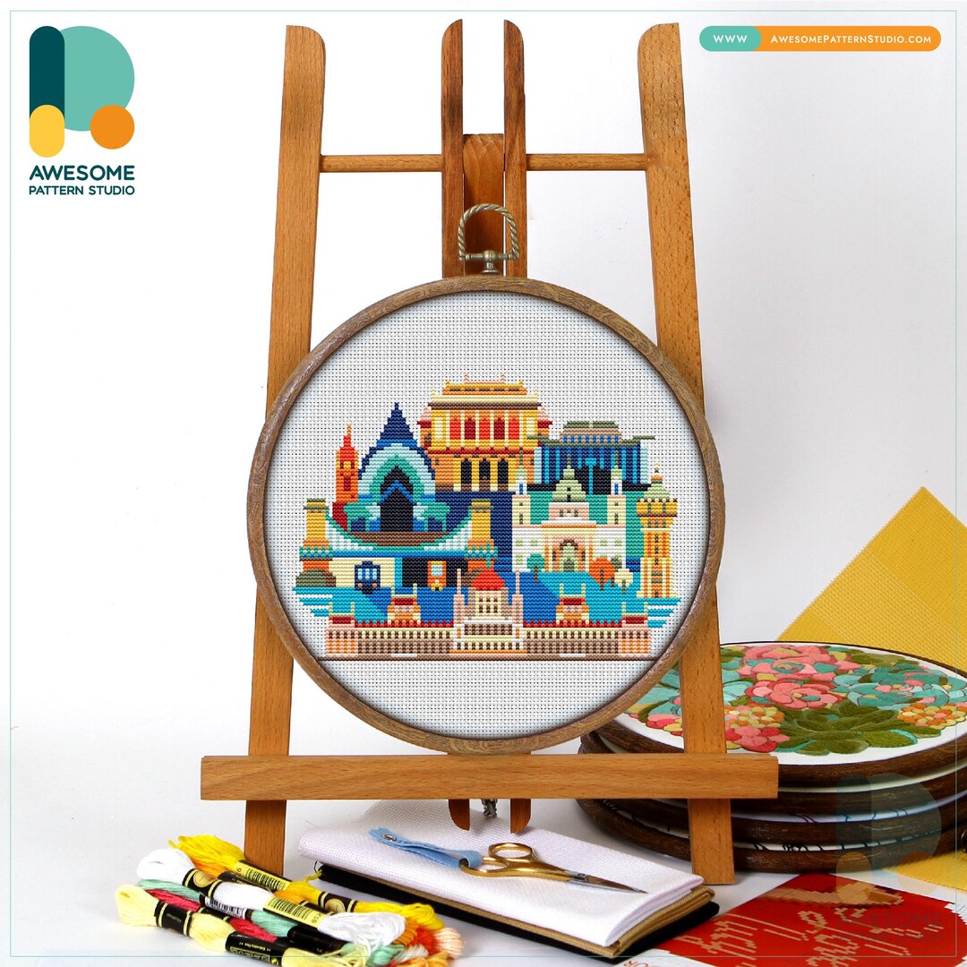 Budapest, Hungary, Europe Cross Stitch Pattern and Kit: Modern Cross ...