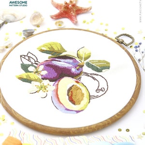 Plum Embroidery EM018, Embroidery Pattern KIT and PDF | Embroidery Kit ...
