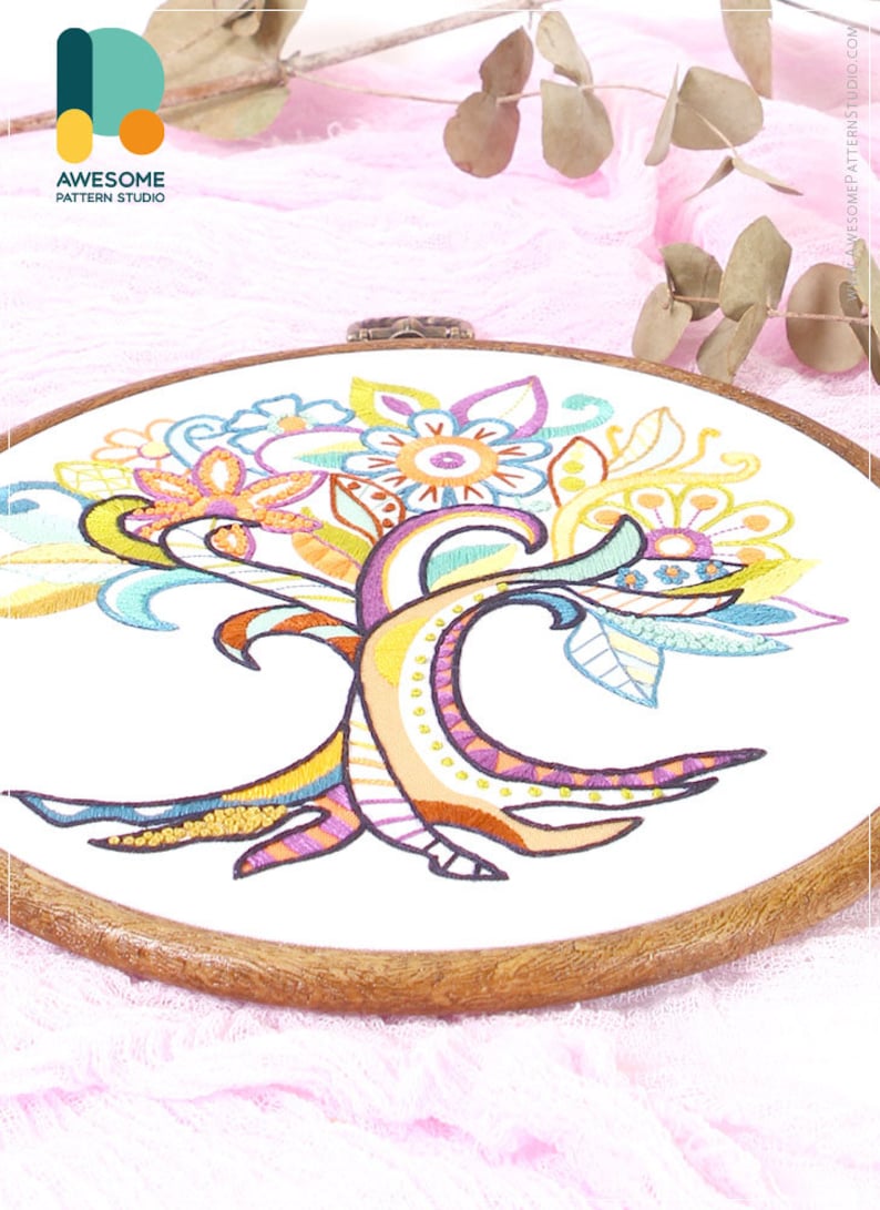 Mandala Tree of Life Embroidery Kit and Embroidery Pattern - Boho Decor ...
