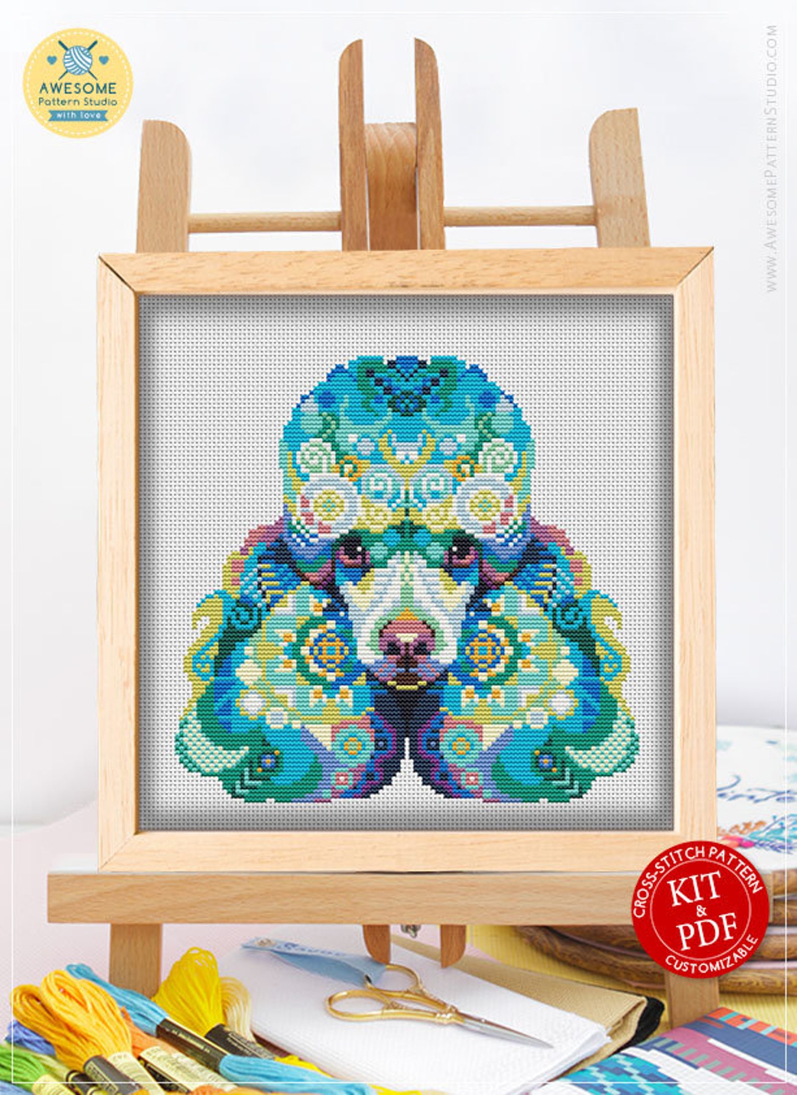 Poodle CS781 Counted Cross Stitch Pattern KIT and PDF Cross | Etsy