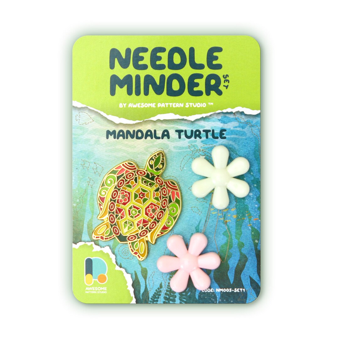 Needle Minder Set - Mandala Turtle Magnetic Needle Minder + 2 Needle ...