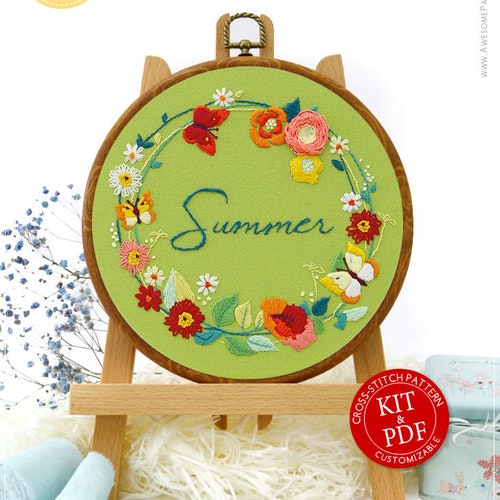 Summer Embroidery EM007 Embroidery Pattern KIT and PDF Diy | Etsy