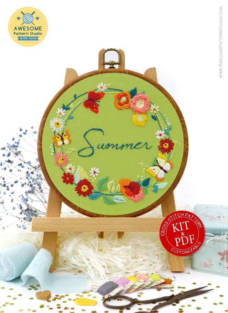 Summer Embroidery EM007 Embroidery Pattern KIT and PDF Diy | Etsy