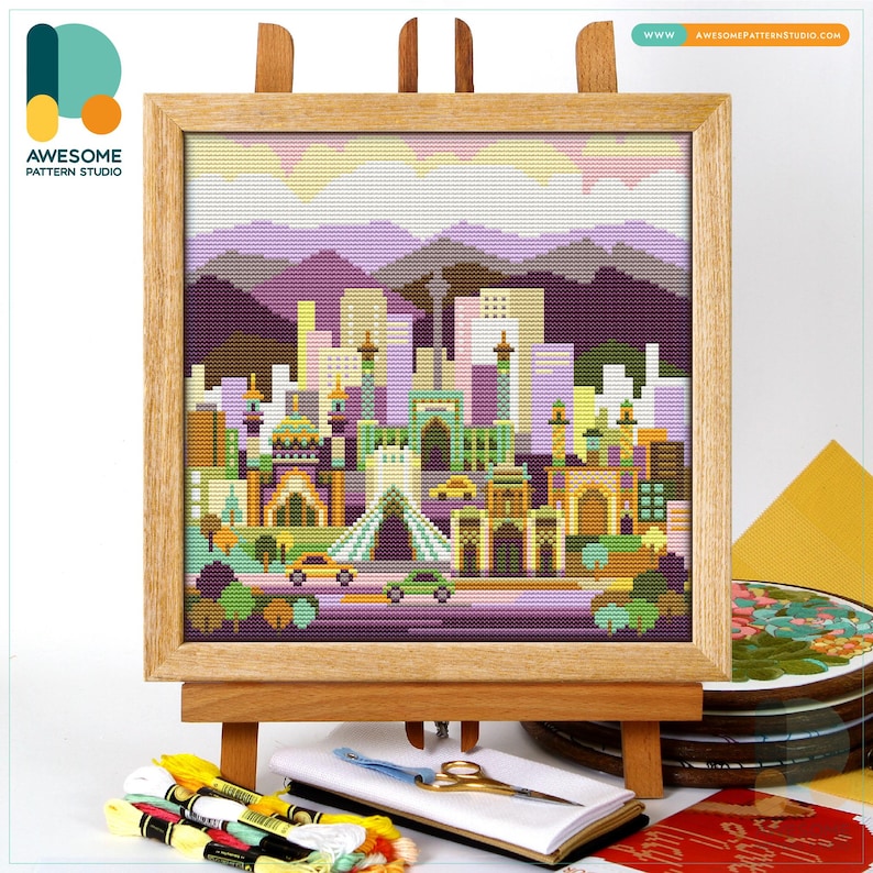 Tehran, Iran, Asia Cross Stitch Pattern and Kit: Modern Cross Stitch ...