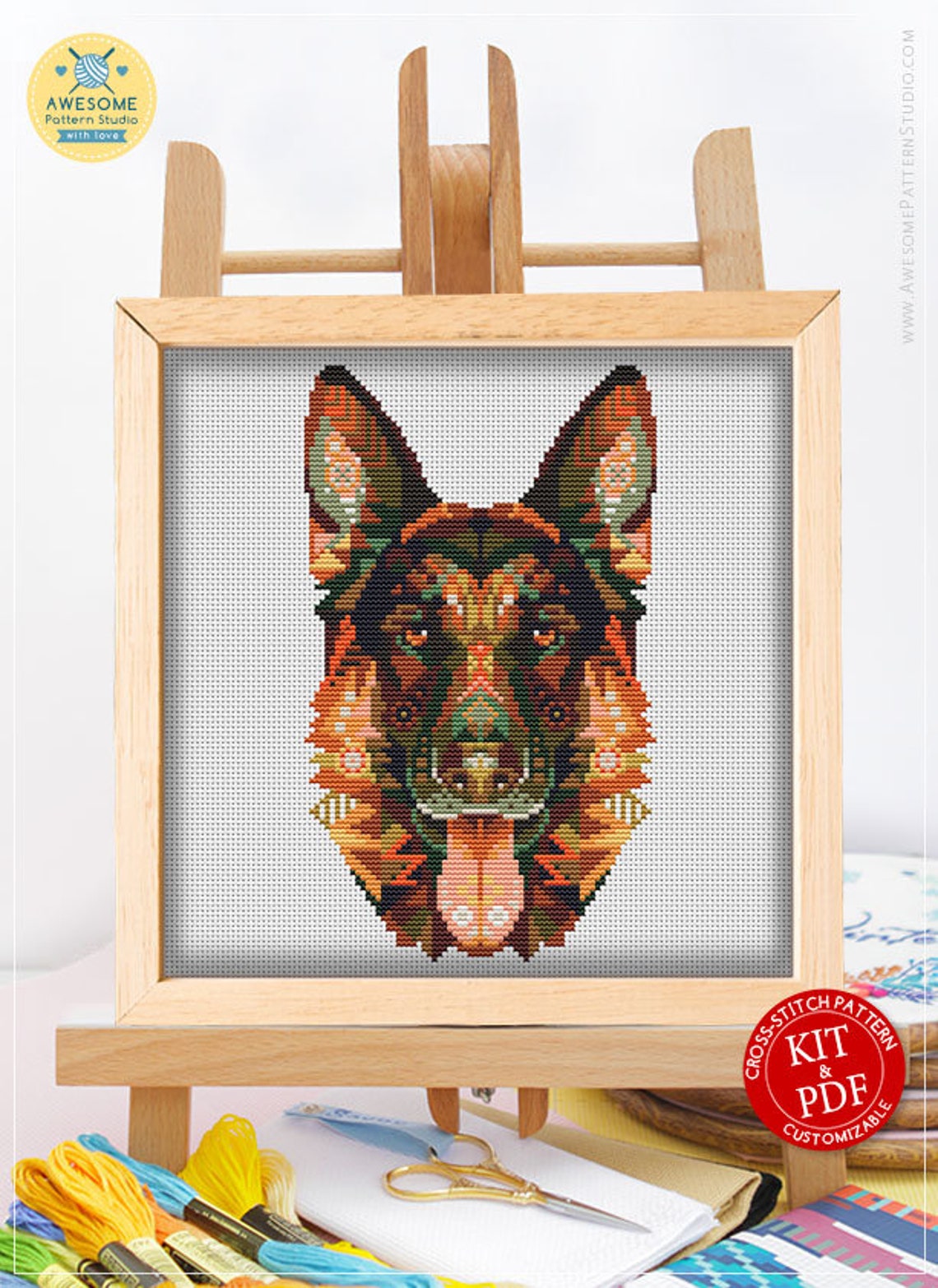 Mandala German Shepherd CS695 Counted Cross Stitch Pattern | Etsy