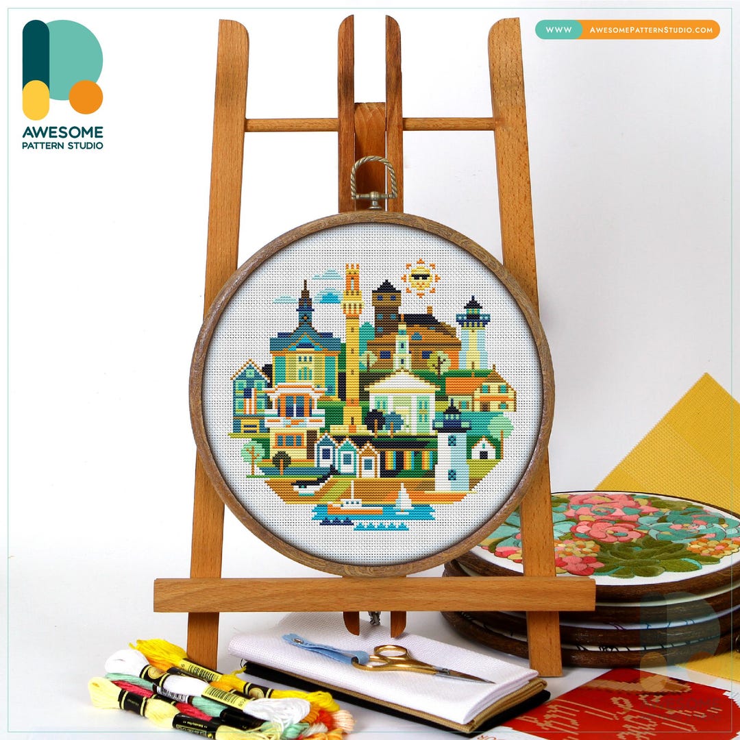 Provincetown, Massachusetts USA Cross Stitch Pattern and Kit Modern ...