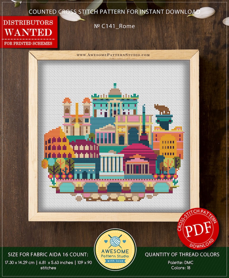 Rome P141 Embroidery Cross Stitch Pattern Download - Etsy UK