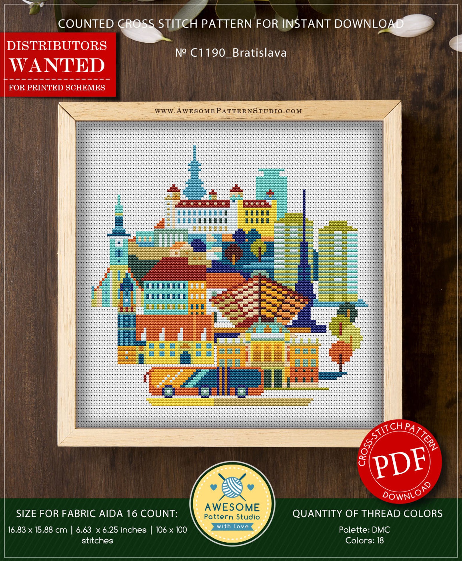 Bratislava #P1190 Cross Stitch Pattern | Cross Stitch Embroidery | PDF ...