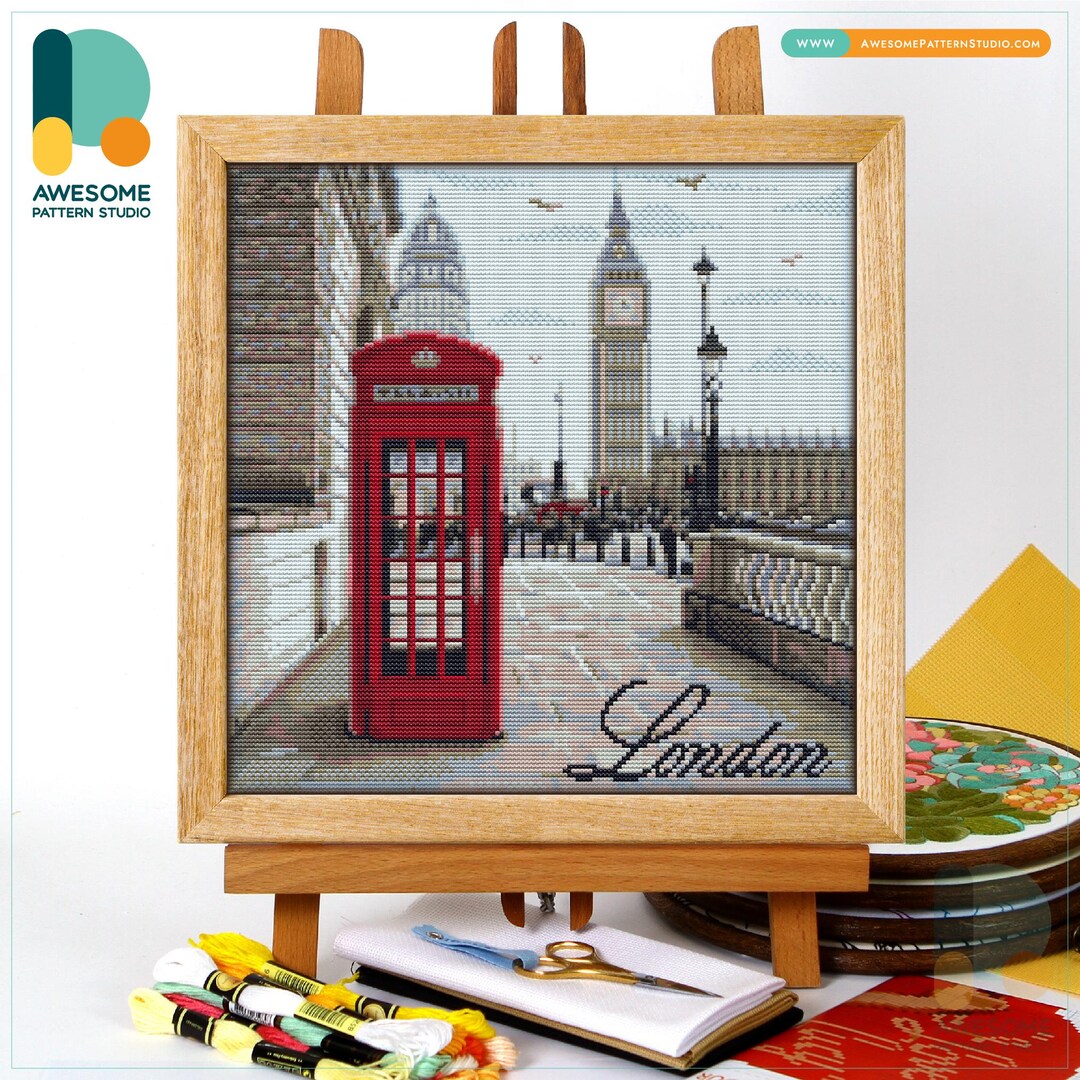 London, England, UK Cross Stitch Pattern & Kit: Modern Cross Stitch ...