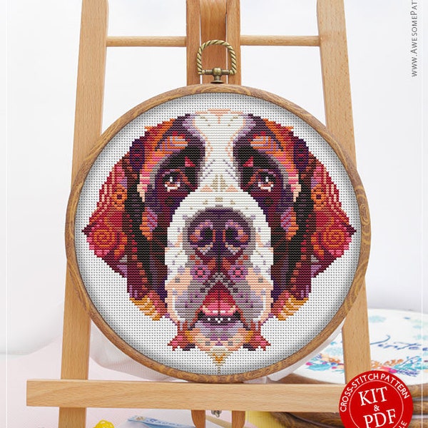 St Bernard Embroidery Pattern - Etsy