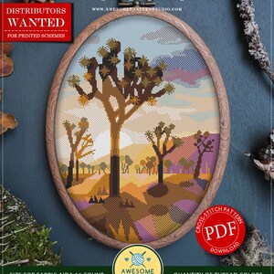 Joshua Tree National Park #P449 Cross Stitch Embroidery Pattern ...