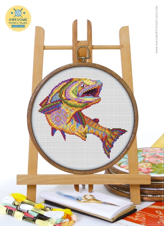 Salmon CS1311 Counted Cross Stitch Pattern KIT and PDF | Etsy