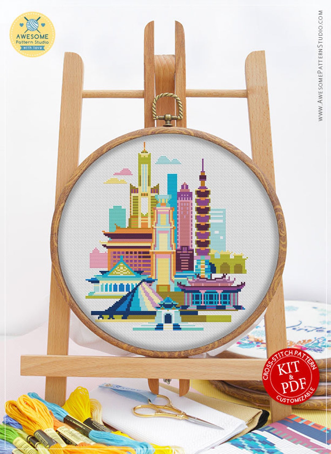 Taipei CS609 Counted Cross Stitch Pattern KIT and PDF - Etsy