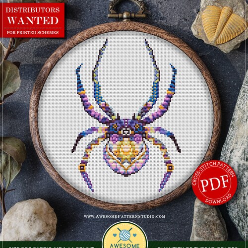 Spider Cross Stitch Pattern Instant Download Free Shipping | Etsy
