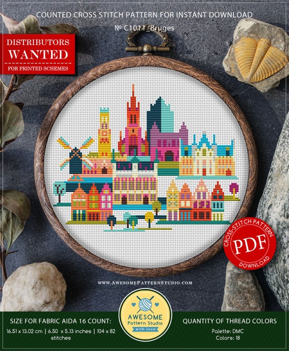 Bruges Belgium P1011 Cross Stitch Pattern Embroidery Pattern | Etsy
