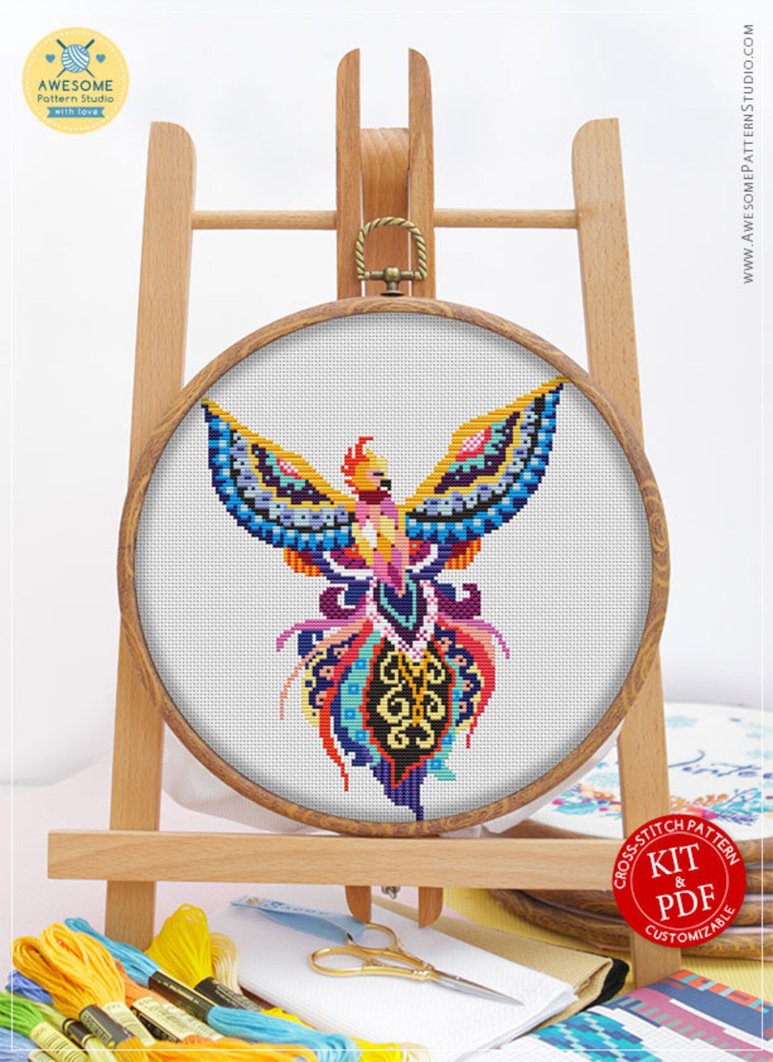 Mandala Phoenix CS569 Counted Cross Stitch Pattern KIT and - Etsy