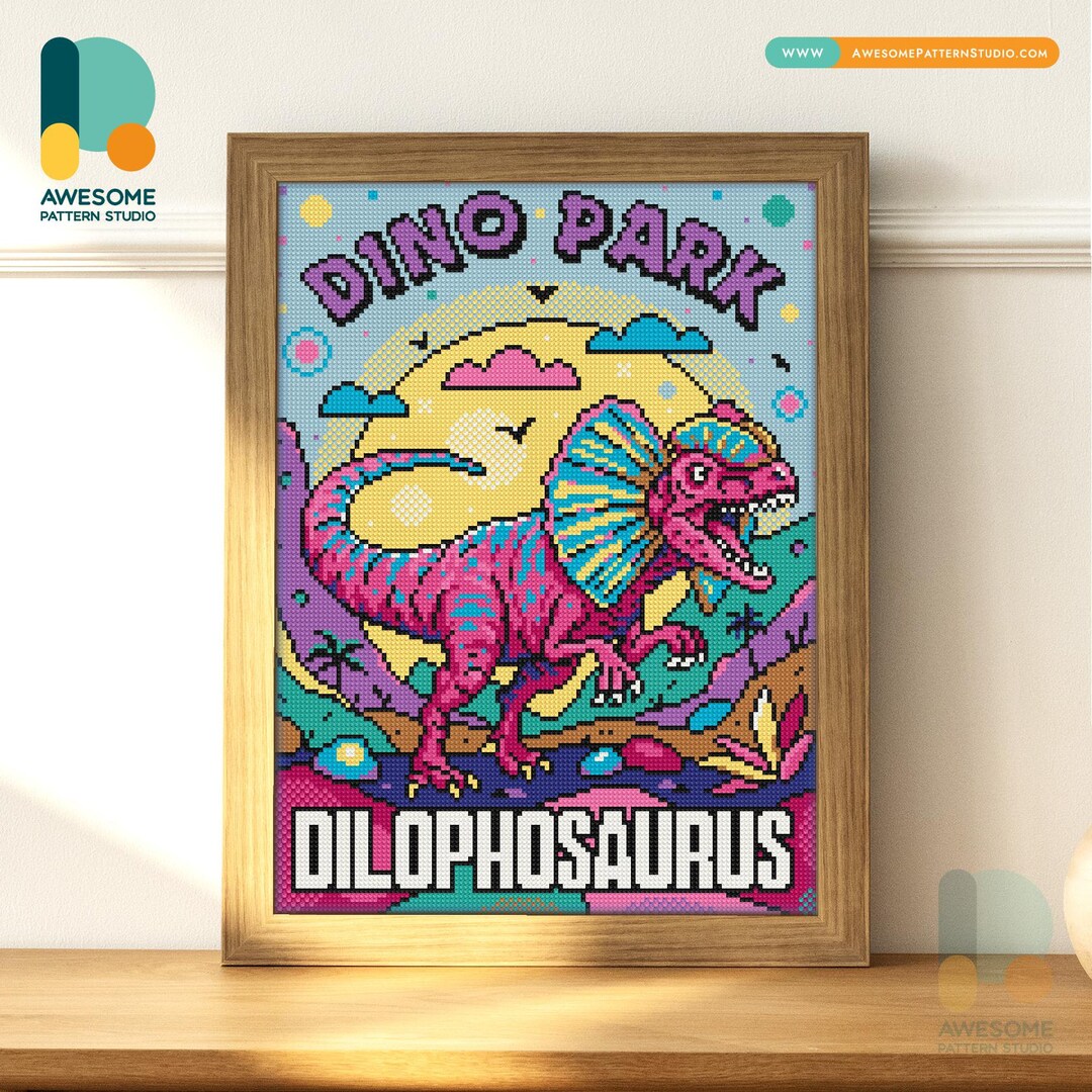 Dino Park Dilophosaurus Diamond Pianting & Kit - Relaxing DIY Craft for ...